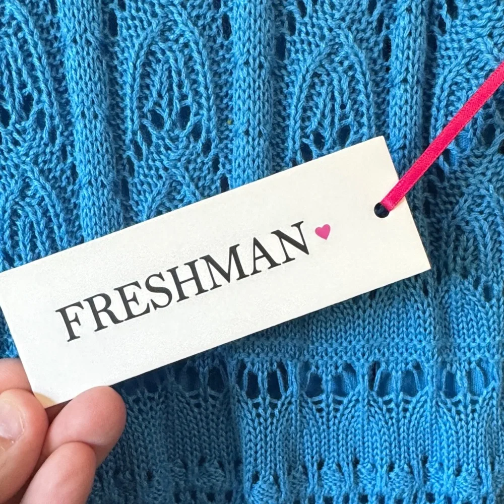 Freshman | Dresses | Freshman Bright Blue Crochet Midi Dress With ...